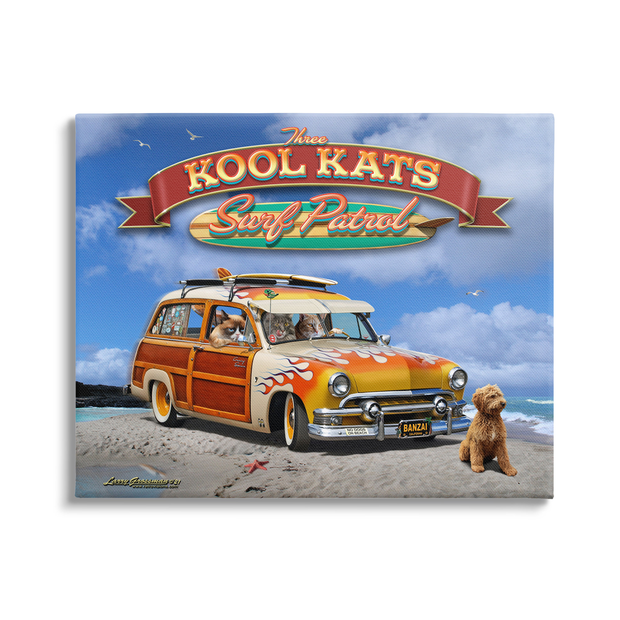 Trinx Kool Kats Beach Canvas Wall Art Design By Larry Grossman - Wayfair Canada